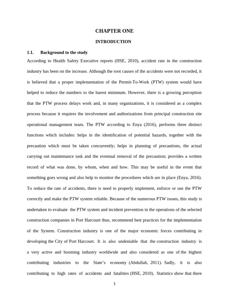 assessment of construction industries in Port Harcourt in implementing ...
