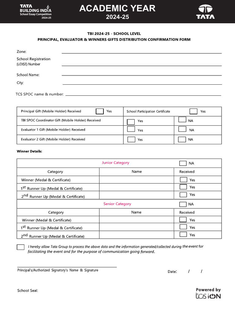 TBI 24-25 Gift Distribution form | PDF