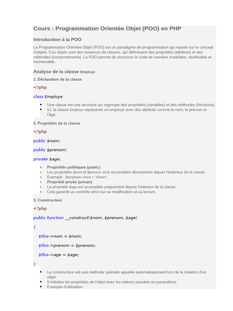 Programmation Orientée Objet | PDF | Classe (informatique ...