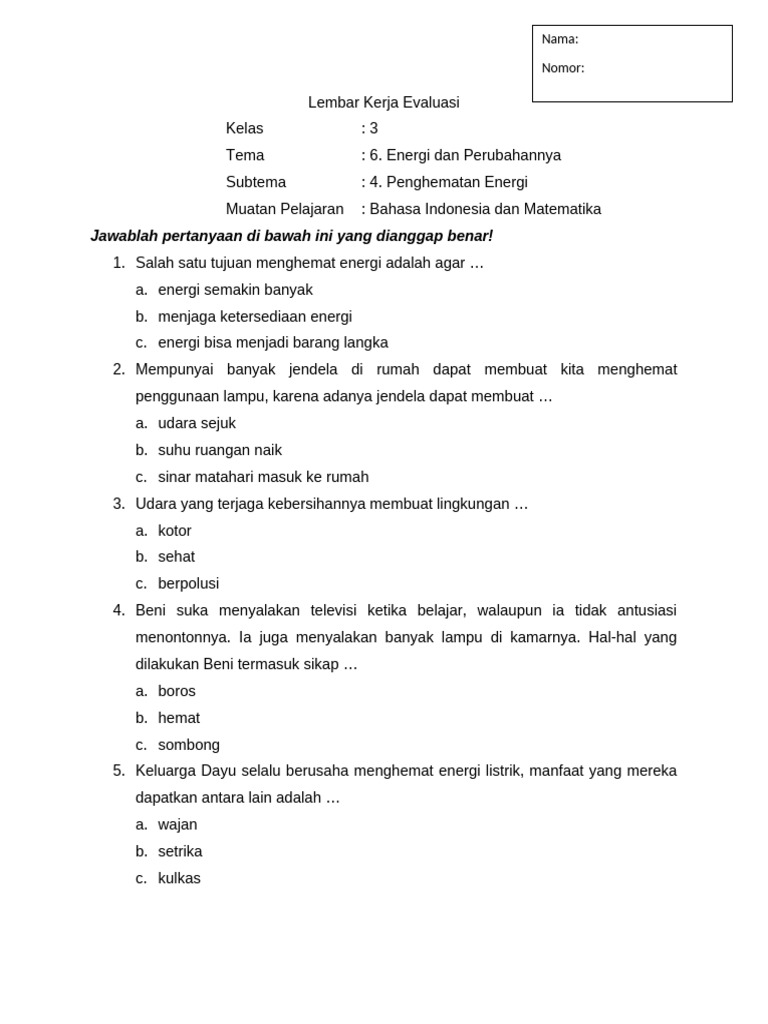 Lembar Evaluasi | PDF