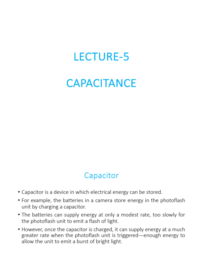 Lecture 5 Capacitance | PDF | Capacitance | Capacitor