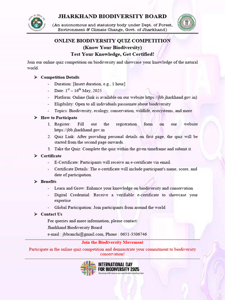 Online Biodiversity Quiz Competition | PDF | Biodiversity ...