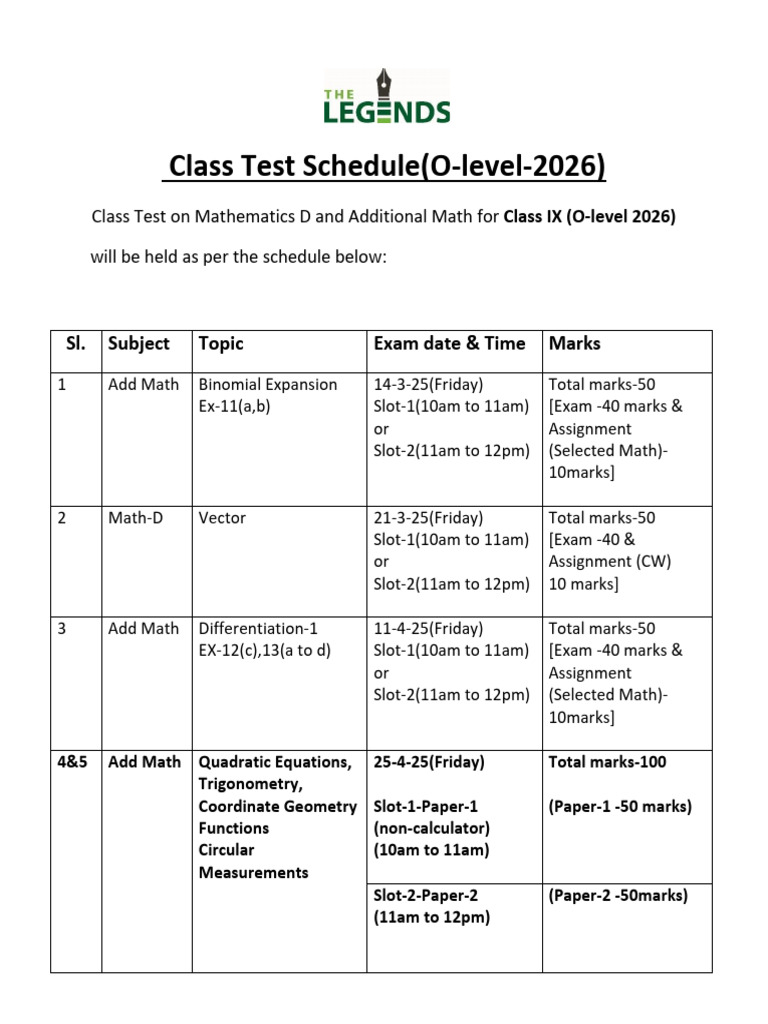 Additional Maths Exam Schedule 2025 | PDF | Mathematics | Analytic Geometry