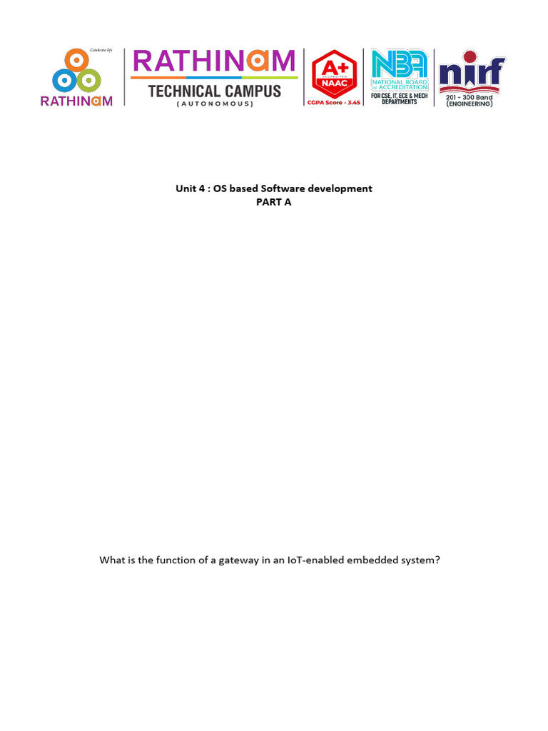 Embedded System & Iot Unit 4question Bank | PDF | Internet Of Things ...