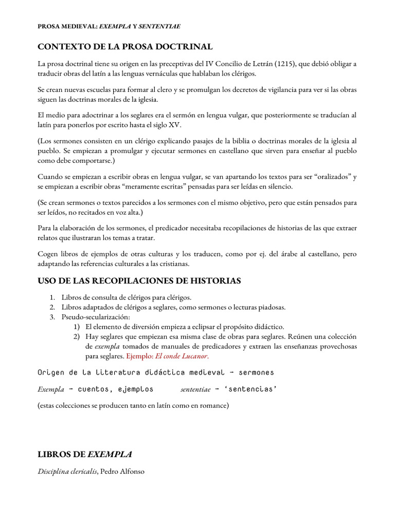 Prosa Medieval: Exempla y Sententiae | PDF | Sermón