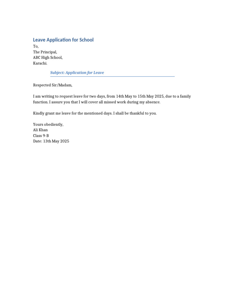 Leave Application | PDF