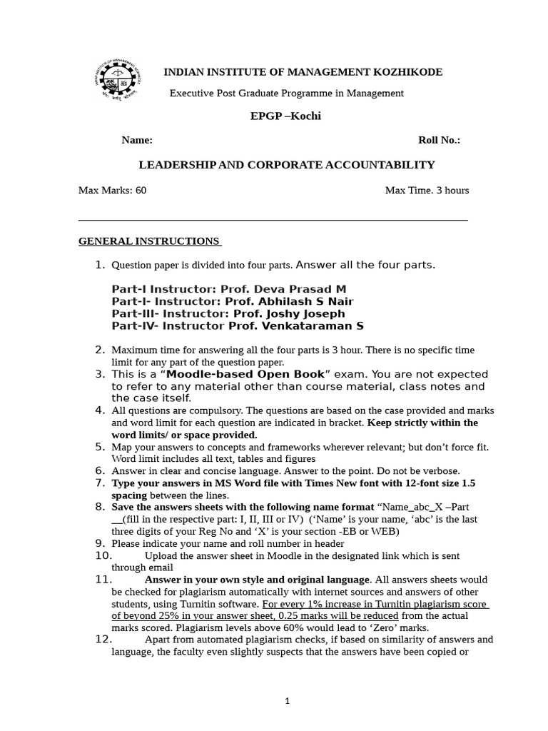 LCA End Term Question Paper EPGP 07 Batch | PDF | Bonds (Finance ...