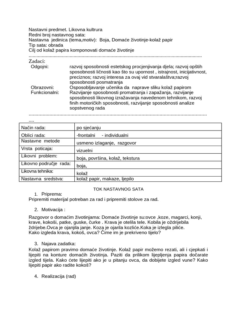 Boja - Domace Zivotinje-Kolaz Papir | PDF