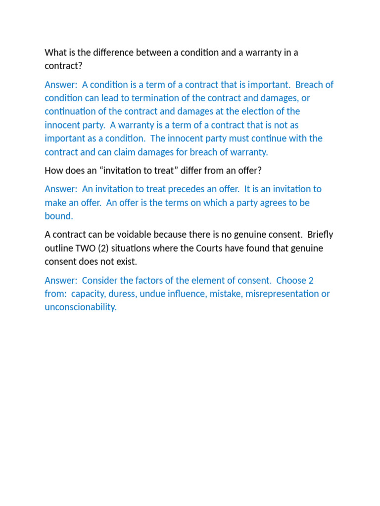 Questions On Formation Answers Including ILAC Method | PDF | Breach Of ...