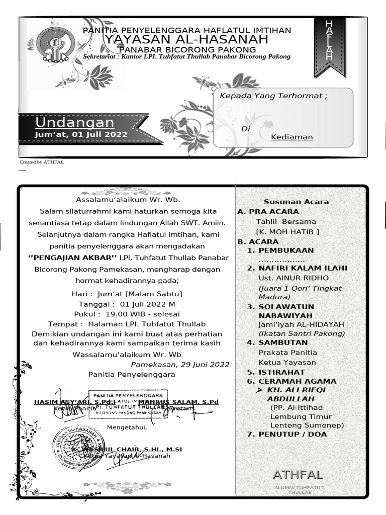 Undangan Haul Bujuk Makam Mutin | PDF