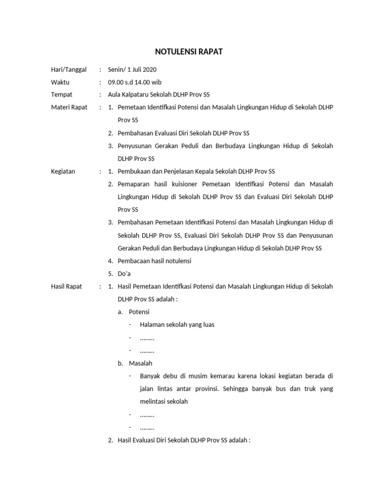 Notulensi Rapat | PDF