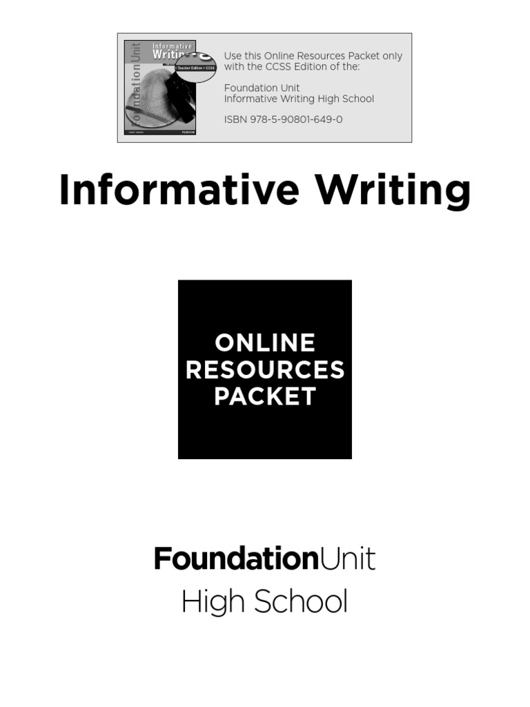 Foundation Unit Informative Writing HS or v071613 - 1547088610 2 | PDF ...