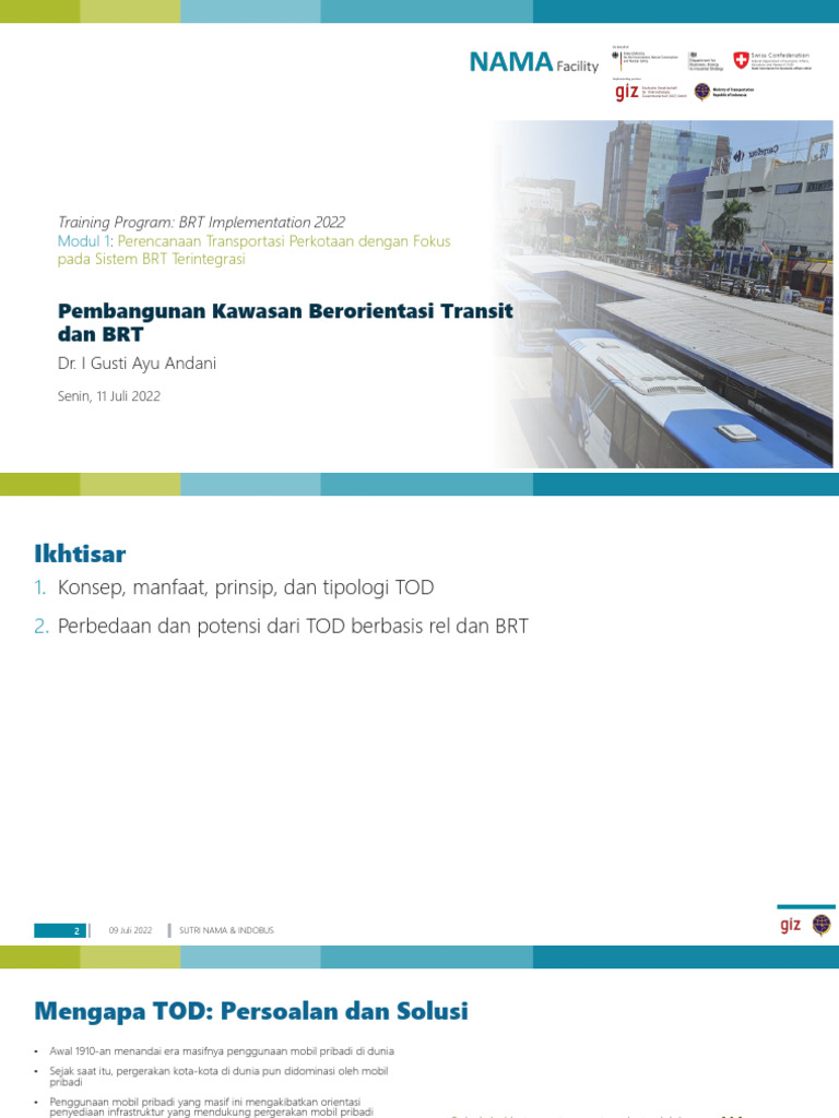 Submodul 1.3 Pembangunan Berorientasi Transit Dan BRT | PDF