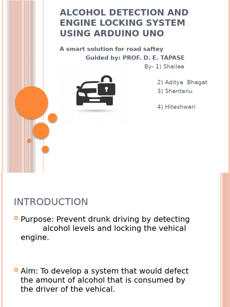 Alcohol Detection and Engine Locking System Using Arduino by Shailee | PDF | Relay | Arduino