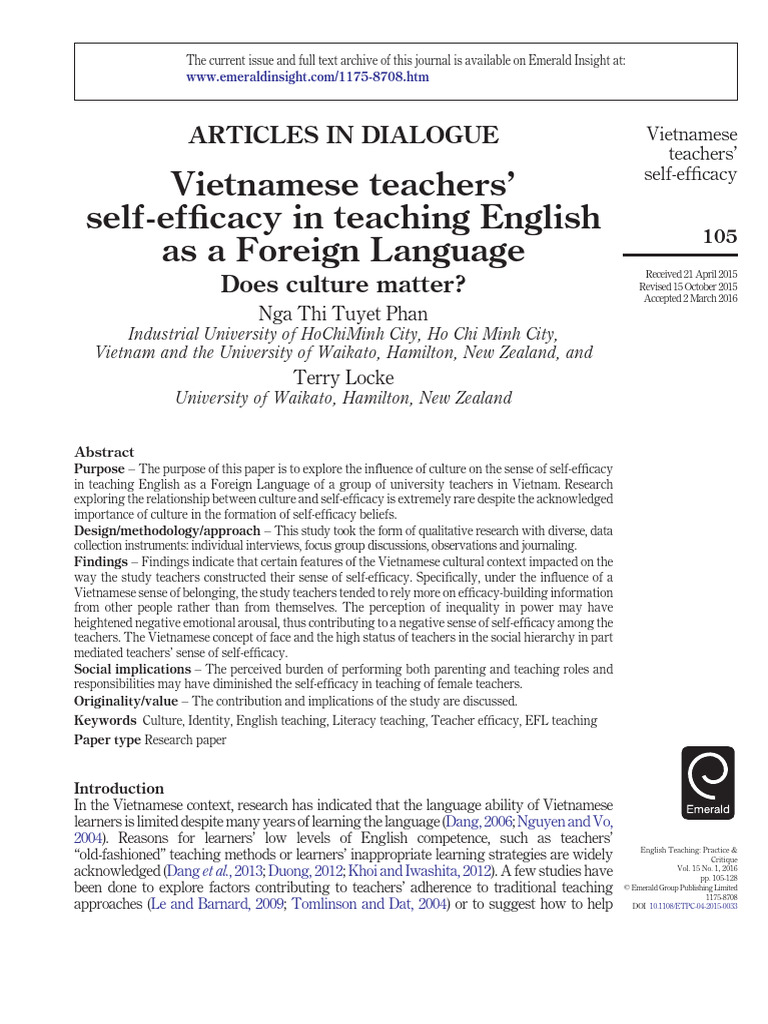 10-1108 - Etpc-04-2015-0033 | PDF | Self Efficacy | Cost Of Living