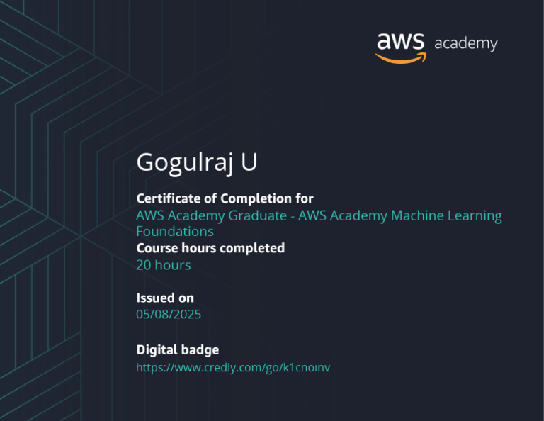 AWS Academy Graduate AWS Academy Machine Learning Foundations ...