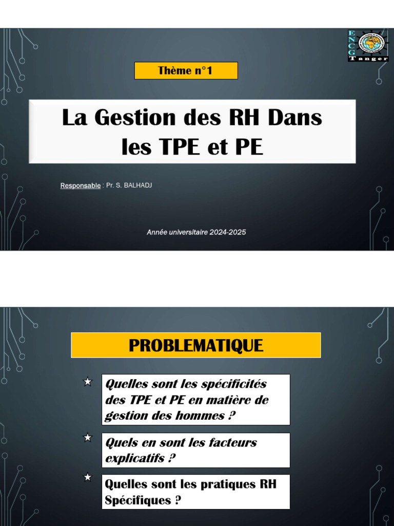 Gestion RH des TPE et PE au Maroc | PDF | Gestion des ressources ...
