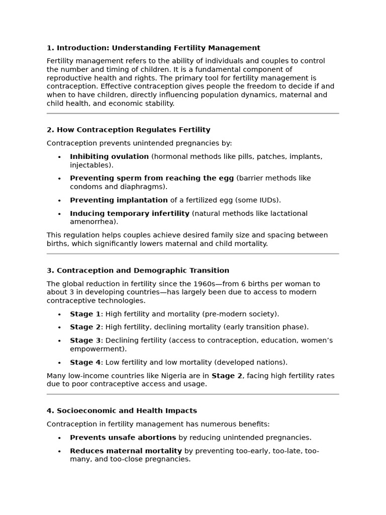 Fertility Management and Contraception Insights | PDF | Family Planning ...