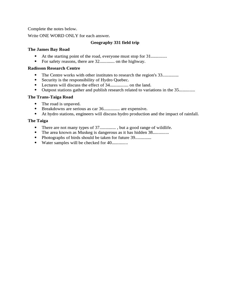Geography 331 Field Trip Notes | PDF