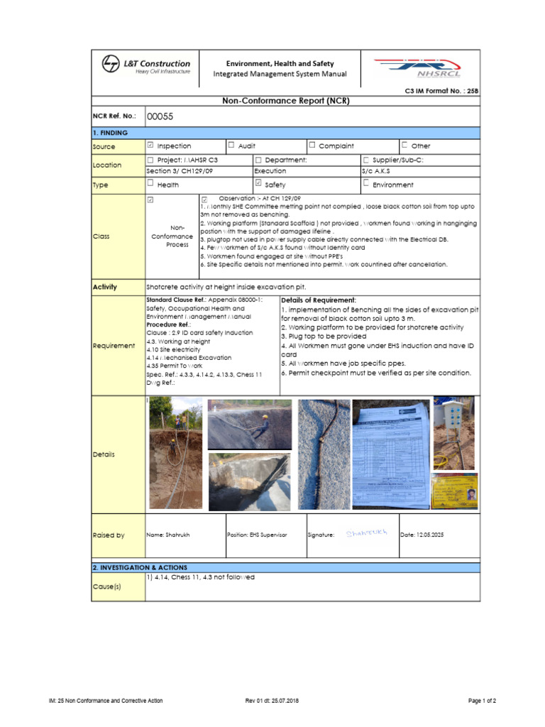 NCR for Safety Compliance Issues | PDF | Safety