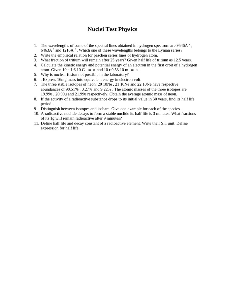 Nuclei Test Physics | PDF