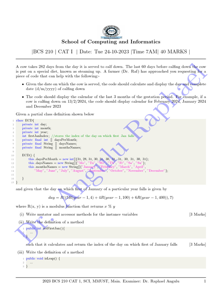 Updated BCS 210-2023-2024 CAT | PDF | Object Oriented Programming | Programming Paradigms
