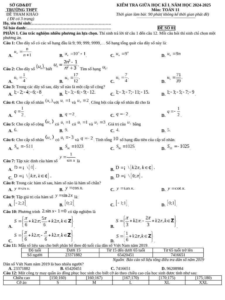 ĐỀ 1 GK1 11 | PDF