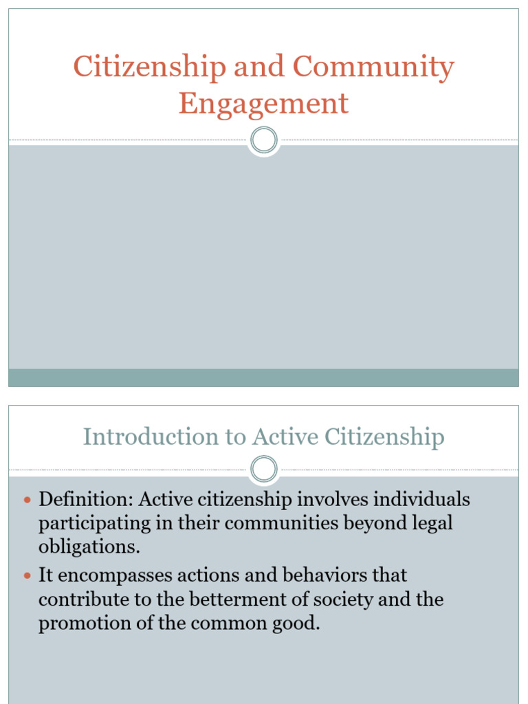 Active Citizenship and Community Engagement | PDF | Activism | Civic ...