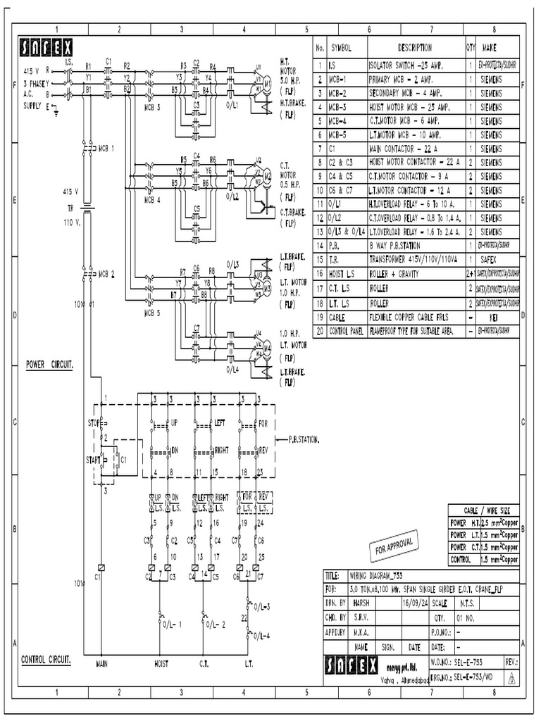 Wiring Diagram 3T EOT Crane | PDF