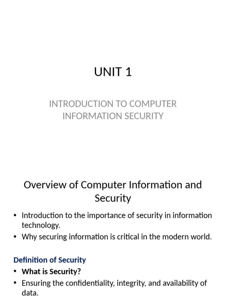 Computer Information Security Overview | PDF | Security | Computer Security