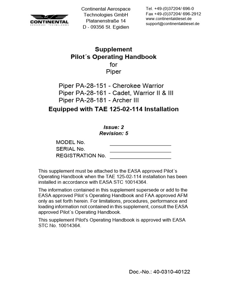 Marked POH TAE 125-02-114 - PA-28 - 2-5 | PDF | Gallon | Jet Fuel