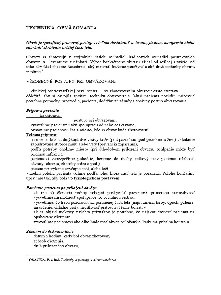Technika Obvazovania Text | PDF