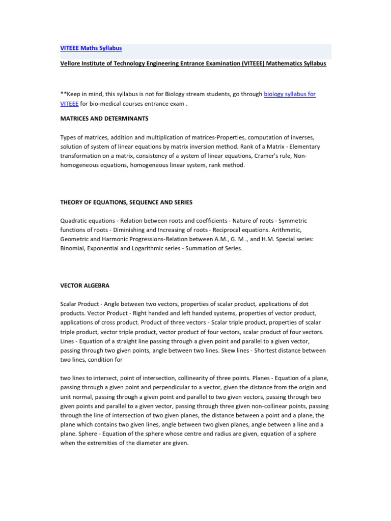 VITEEE Syllabus | PDF | Radioactive Decay | Vector Space