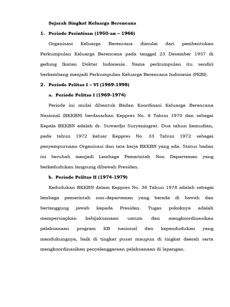 Sejarah Keluarga Berencana di Indonesia | PDF