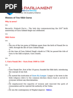 Sikh Gurus Timeline and Contributions | PDF