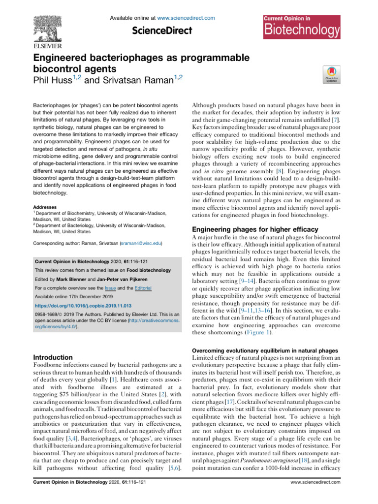 Engineered Bacteriophages As Programmable Bioc - 2020 - Current Opinion ...