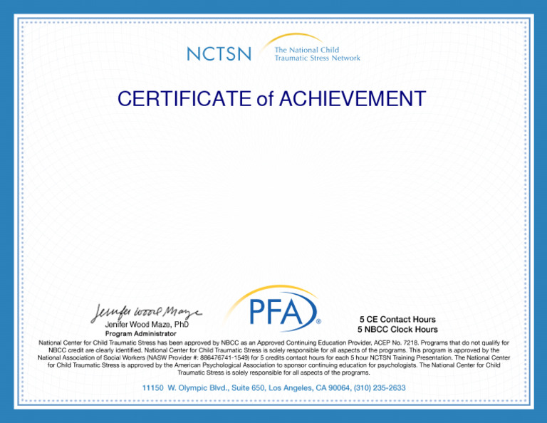 TSYPKO Psychological First Aid (PFA) Online_Certificate | PDF