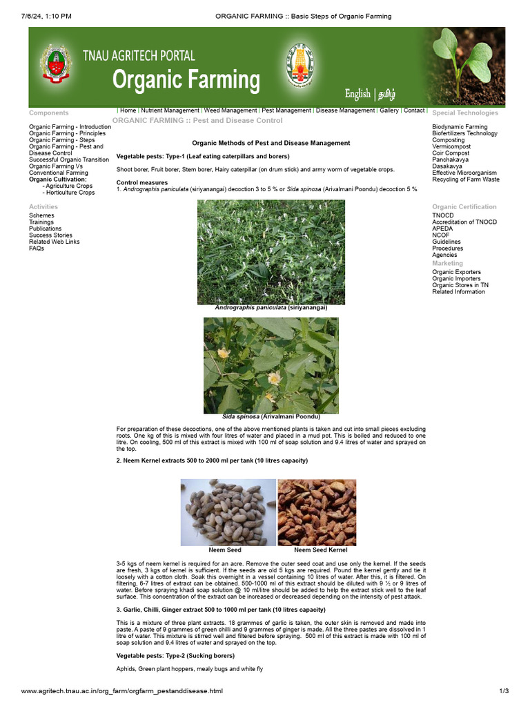 ORGANIC FARMING - Basic Steps of Organic Farming | PDF | Organic ...