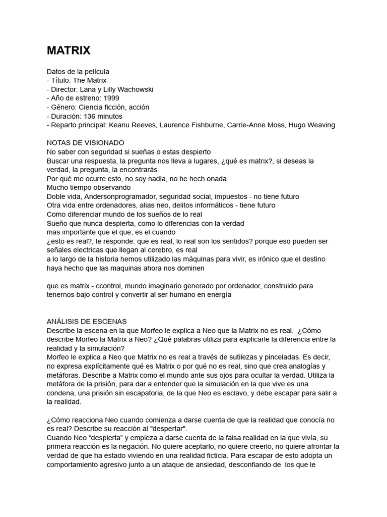 Reflexión Sobre Matrix | PDF | René Descartes | Metafísica