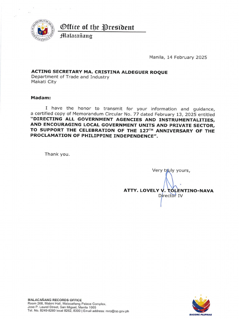 Malacanang Memorandum Circular No. 77 | PDF