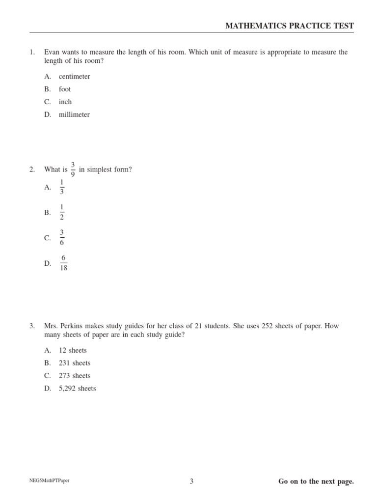 Grade 5 Math Practice Test Questions | PDF | Gallon | Ounce
