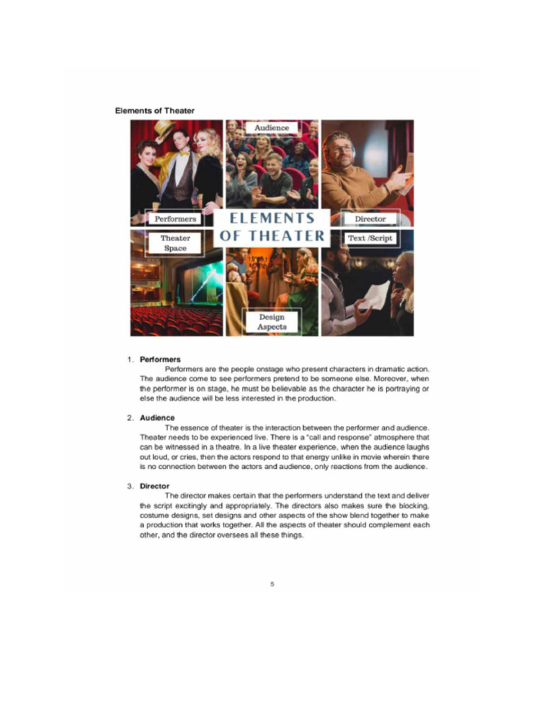 Elements of Theatre - MAPEH 10 | PDF