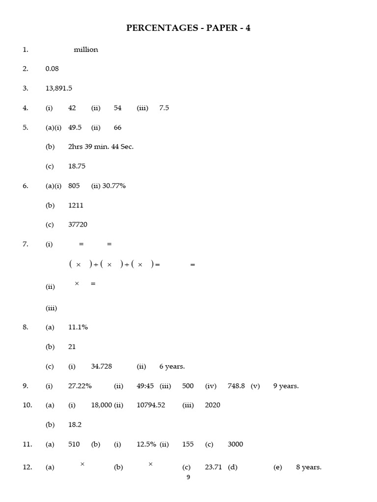 Percentages - Paper - 4 | PDF