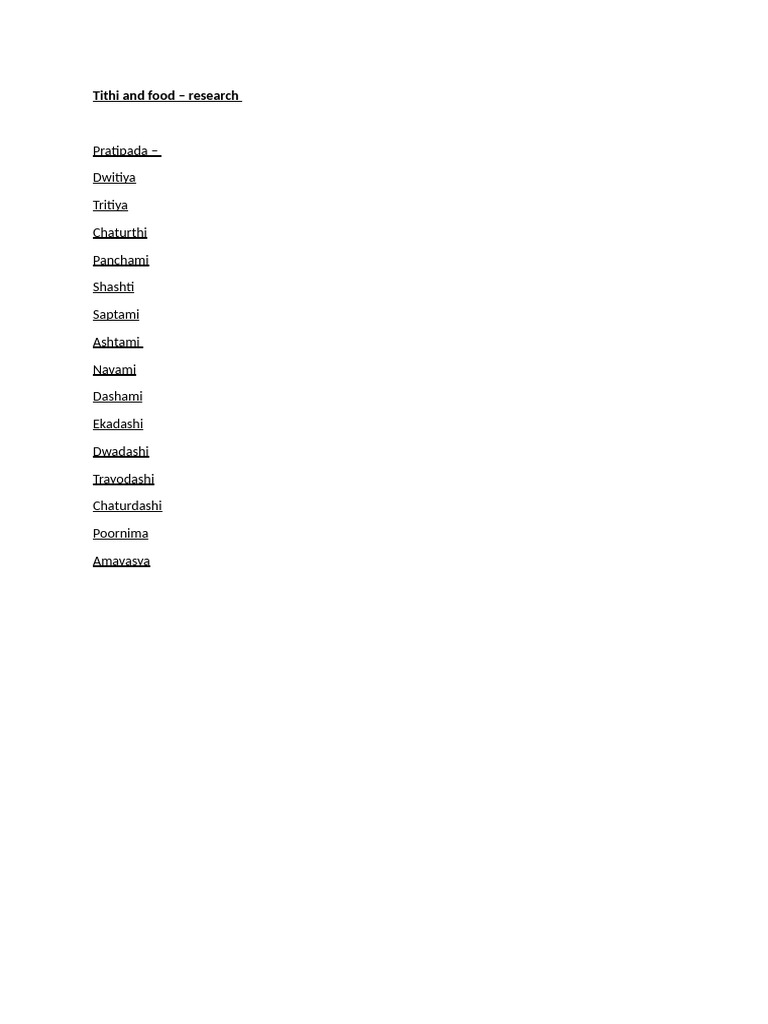 Tithi and Food | PDF