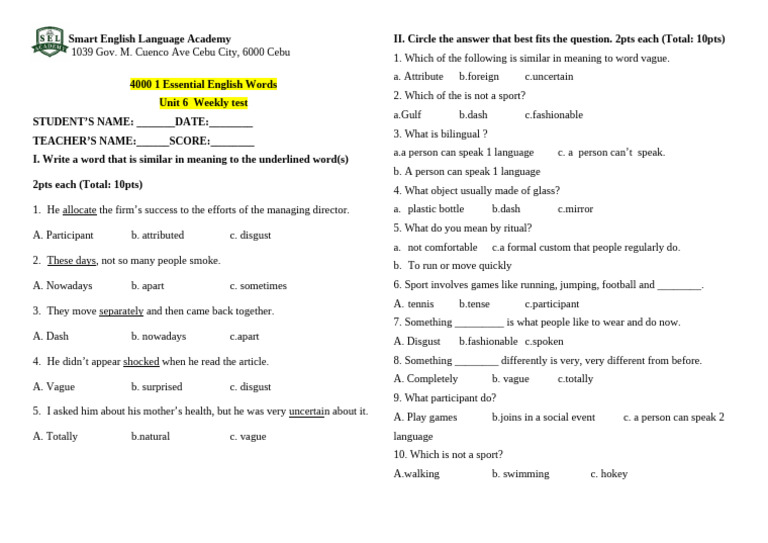 UNIT6 4000 Essential English Words 1 | PDF | Cultural Assimilation | Languages