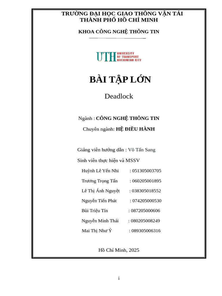 BaiTapLon_Deadlock ( Hệ điều hành ) | PDF