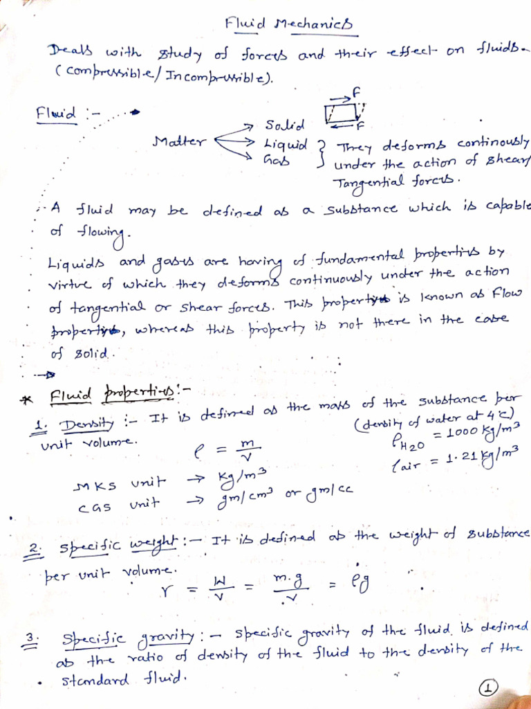 Fluid Mechanics Notes | PDF