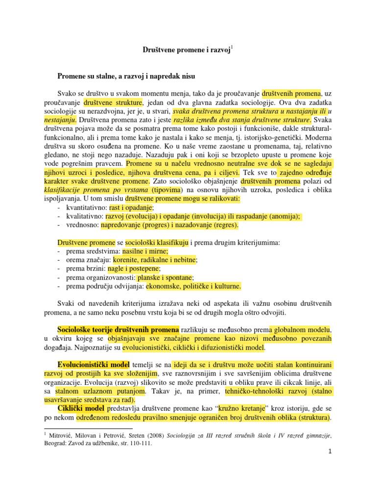 7 Drustvene Promene I Razvoj | PDF
