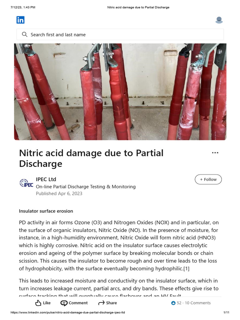 Nitric Acid Damage Due To Partial Discharge | PDF | Insulator ...