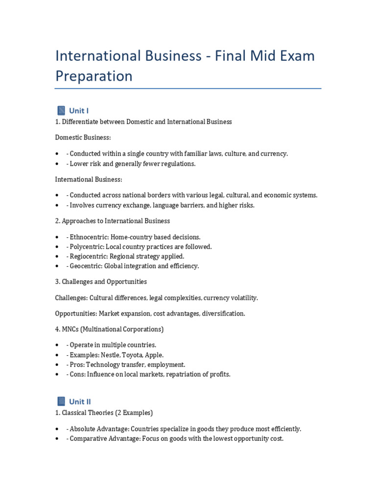 International Business Final Exam Guide | PDF